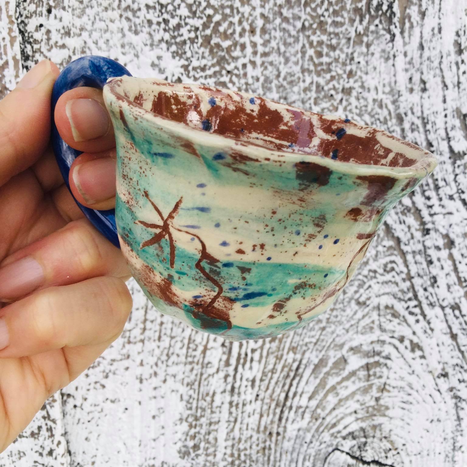 Dinky Espresso Coffee Cup in Teal - Sarah Monk Ceramics